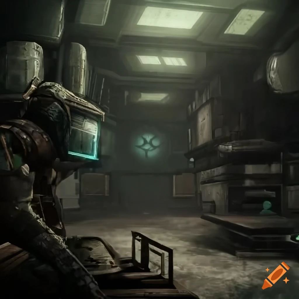 Screenshot of a sci-fi laboratory in s.t.a.l.k.e.r. game on Craiyon