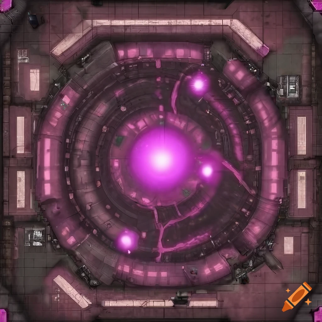 Dark space battlemap with purple lighting on Craiyon