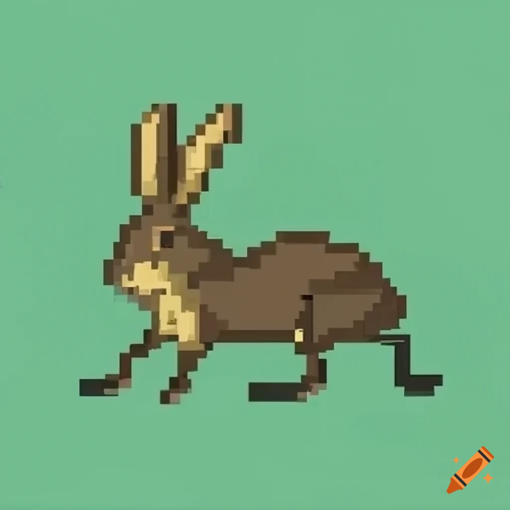 Isometric sprite of a running wild hare on Craiyon