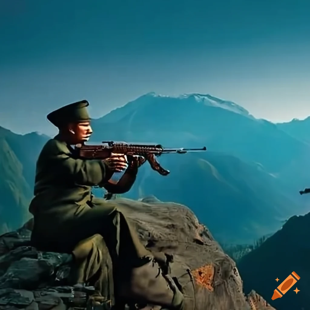 Historic Image Of Mao Zedong With A Machine Gun