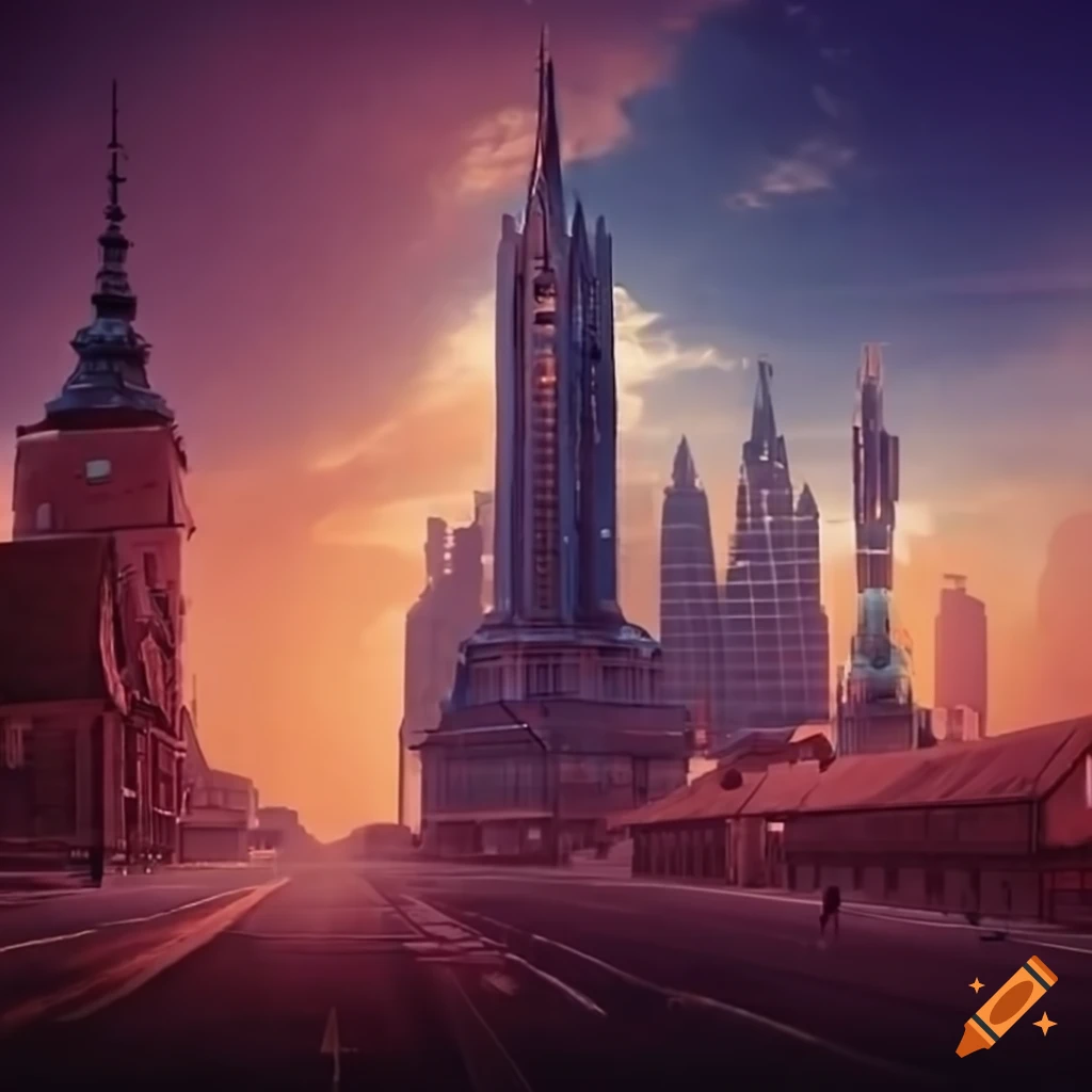 Sci-fi cityscape of lublin, poland