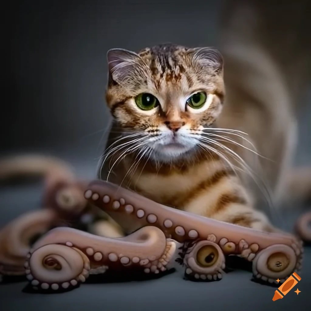 Image of a cat with octopus tentacles on Craiyon