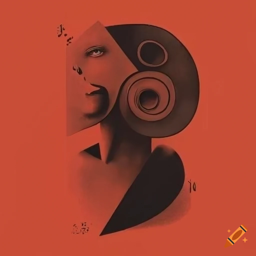 Dadaist poster in red, black and sepia on Craiyon