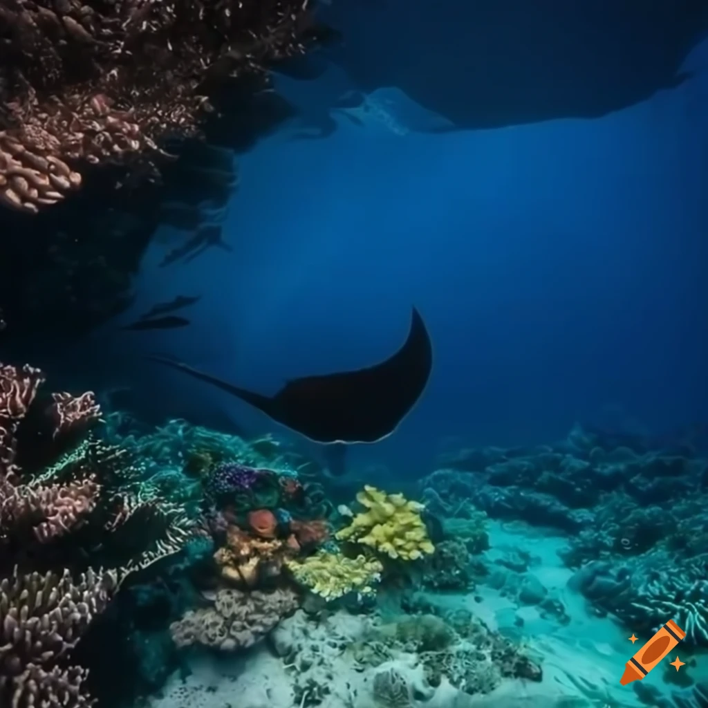 Manta ray swimming underwater on Craiyon