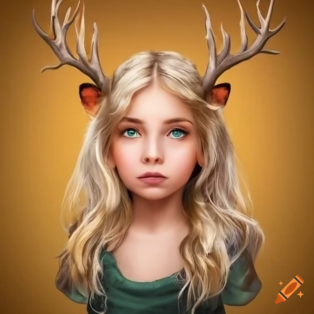Blonde girl with deer-like characteristics on Craiyon