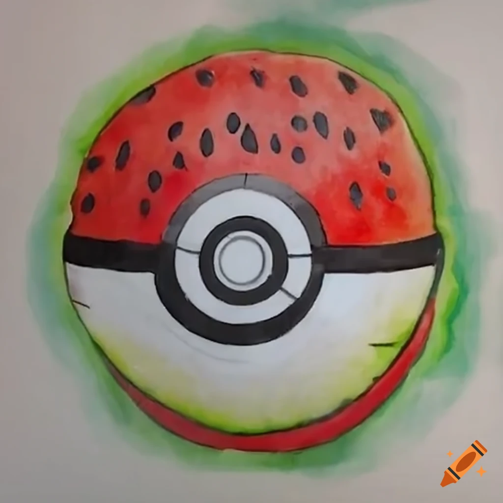 Artistic fusion of a pokeball and a watermelon on Craiyon