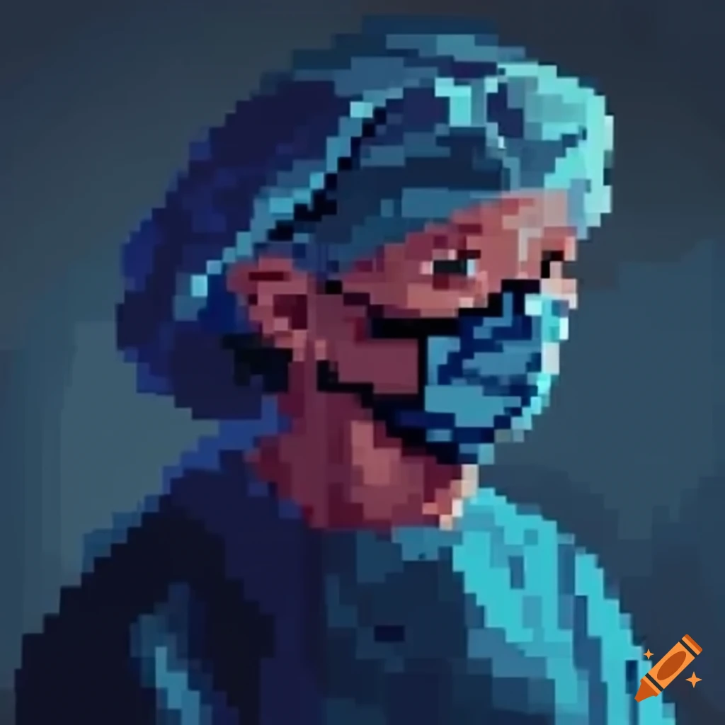Pixel art of mysterious masked surgeons in an operating room on Craiyon