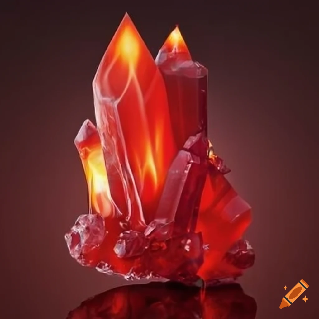 Flaming red crystal on Craiyon