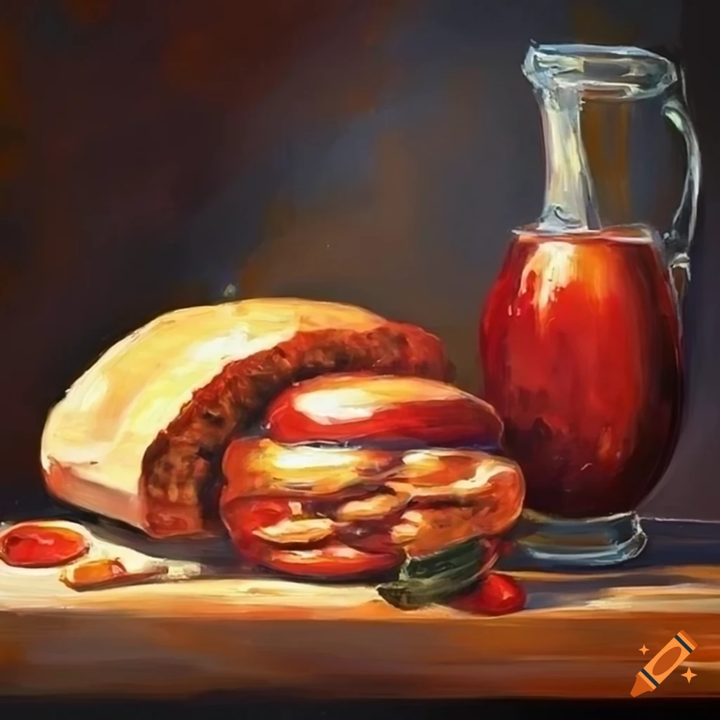Oil painting of delicious food