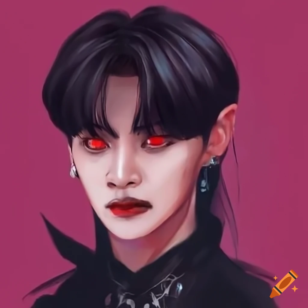 Lee know as a vampire on Craiyon