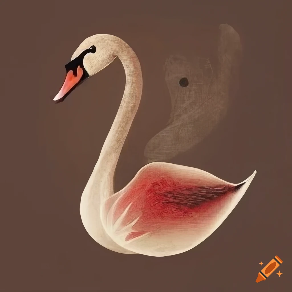 Dada swan illustration on kraft paper on Craiyon