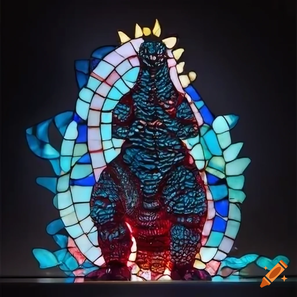 Shin godzilla in stained glass style on Craiyon