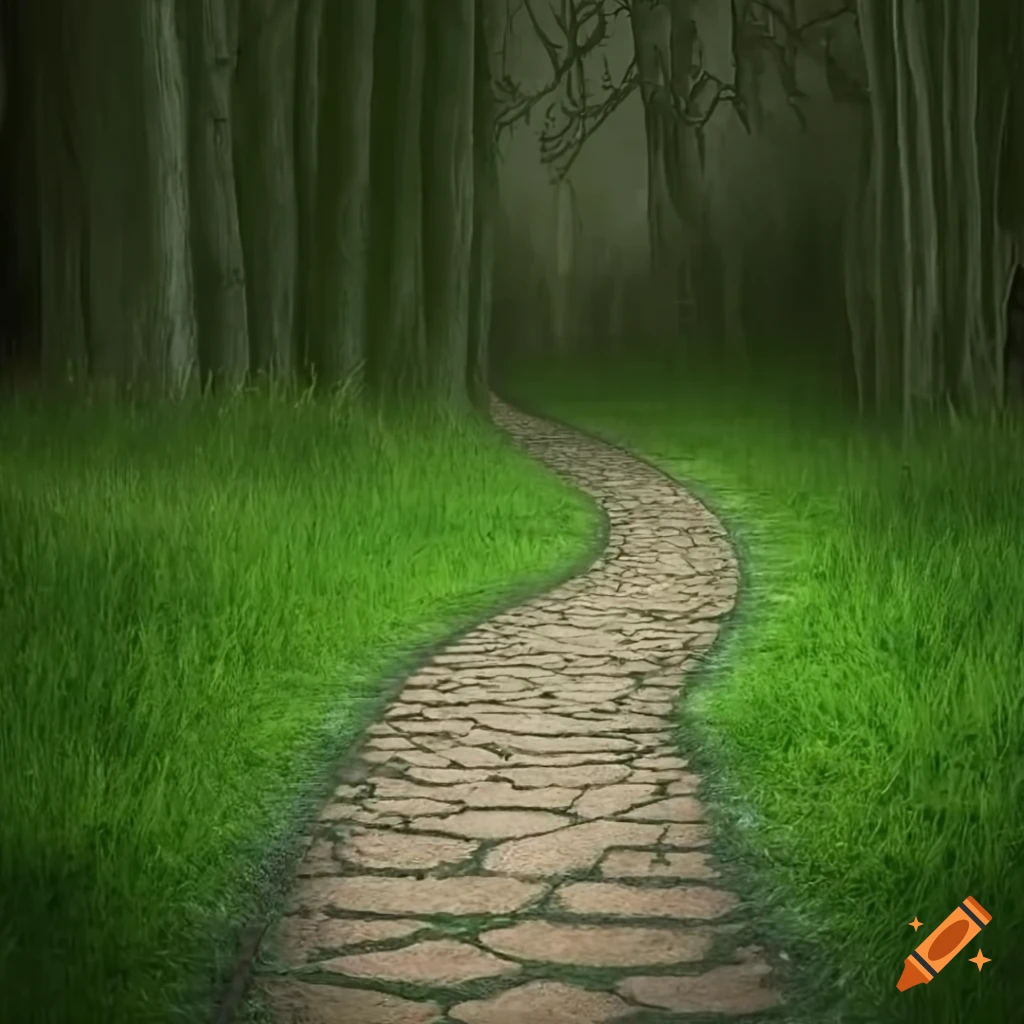 Realistic medieval path in a grassy field on Craiyon