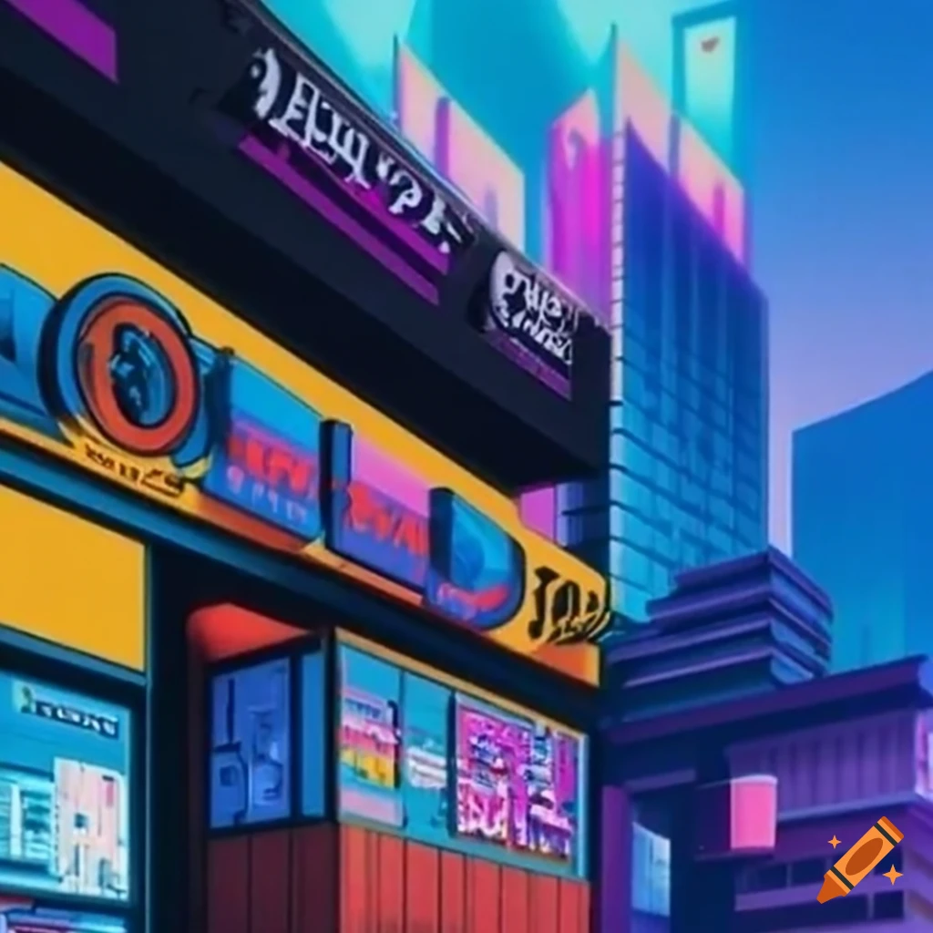 Abstract image of a 1980s video store on Craiyon