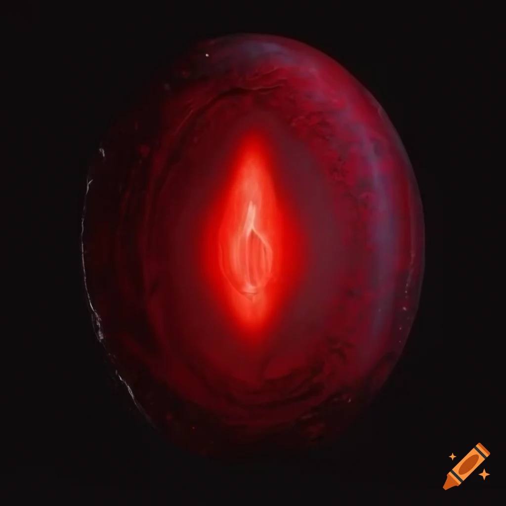 Mystical red stone on black background on Craiyon