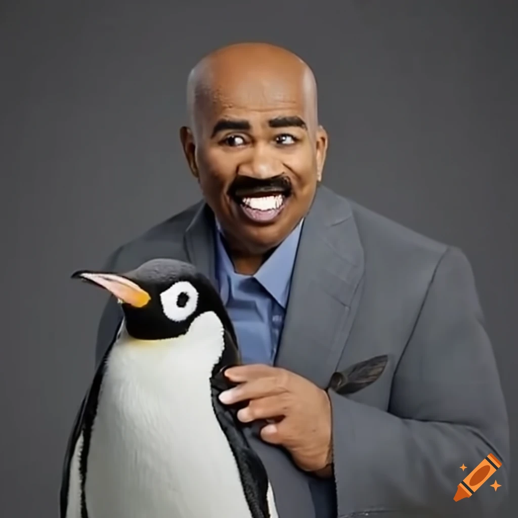 Steve Harvey with penguins on Craiyon