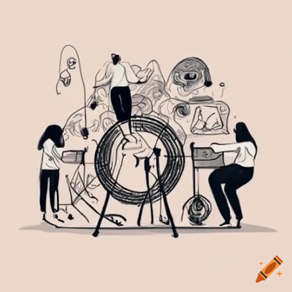 People collaborating on creative problem solving on Craiyon