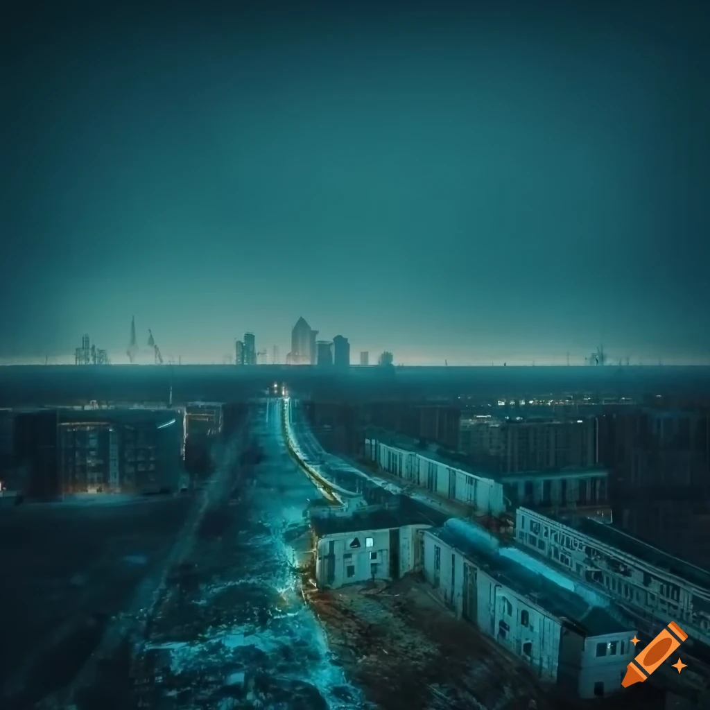 Night scene of a creepy post soviet city