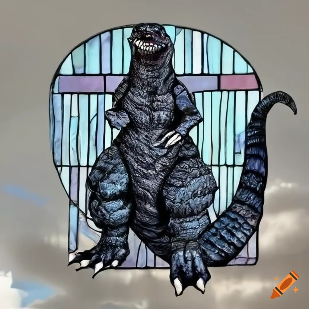 Shin godzilla in stained glass style on Craiyon