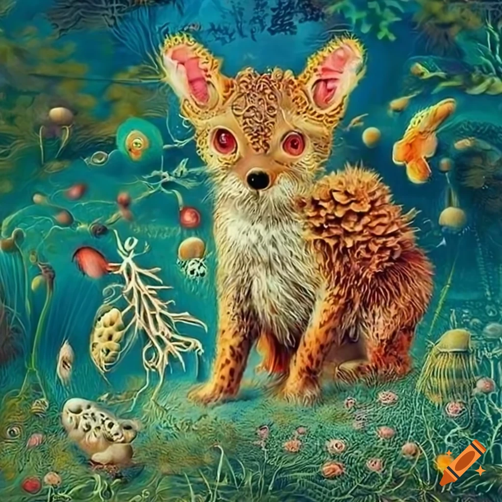 Oil painting of adorable meadow animals