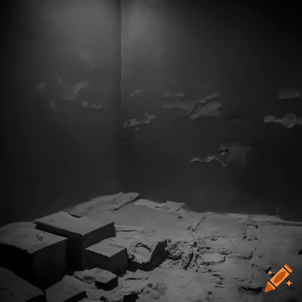 Image of a creepy dark room with dirt and dust on Craiyon