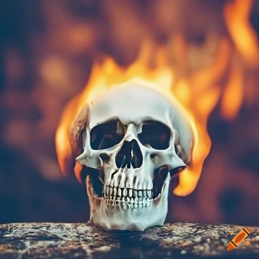 Flaming skull artwork on Craiyon