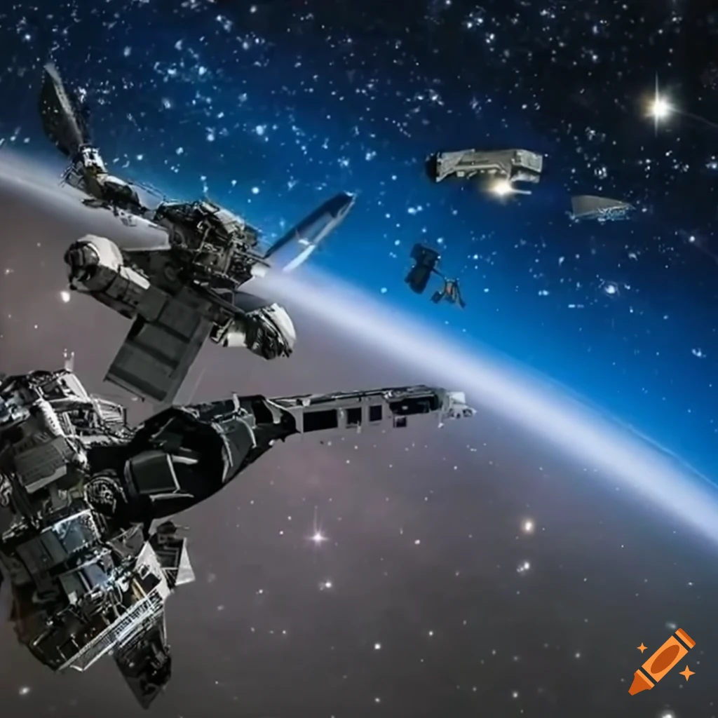 Epic space battle between monster and spacecraft on Craiyon