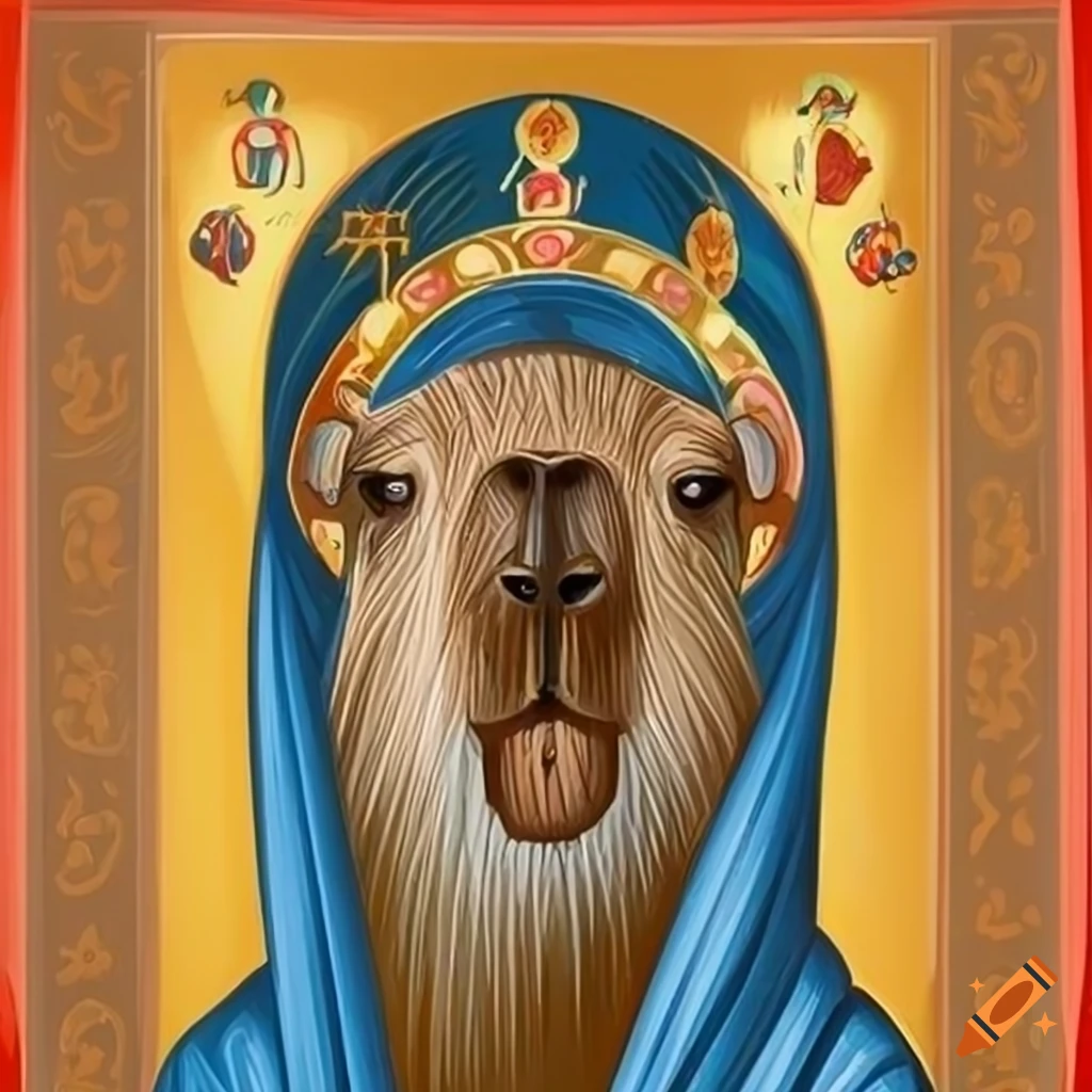 Greek orthodox byzantine icon painting featuring a beaver in ...