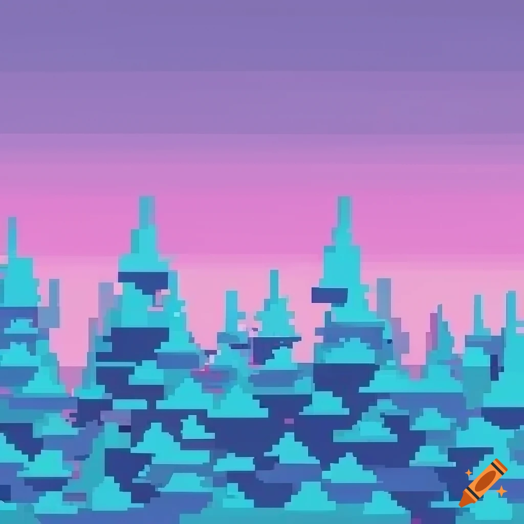 Isometric pixel art sky background on Craiyon
