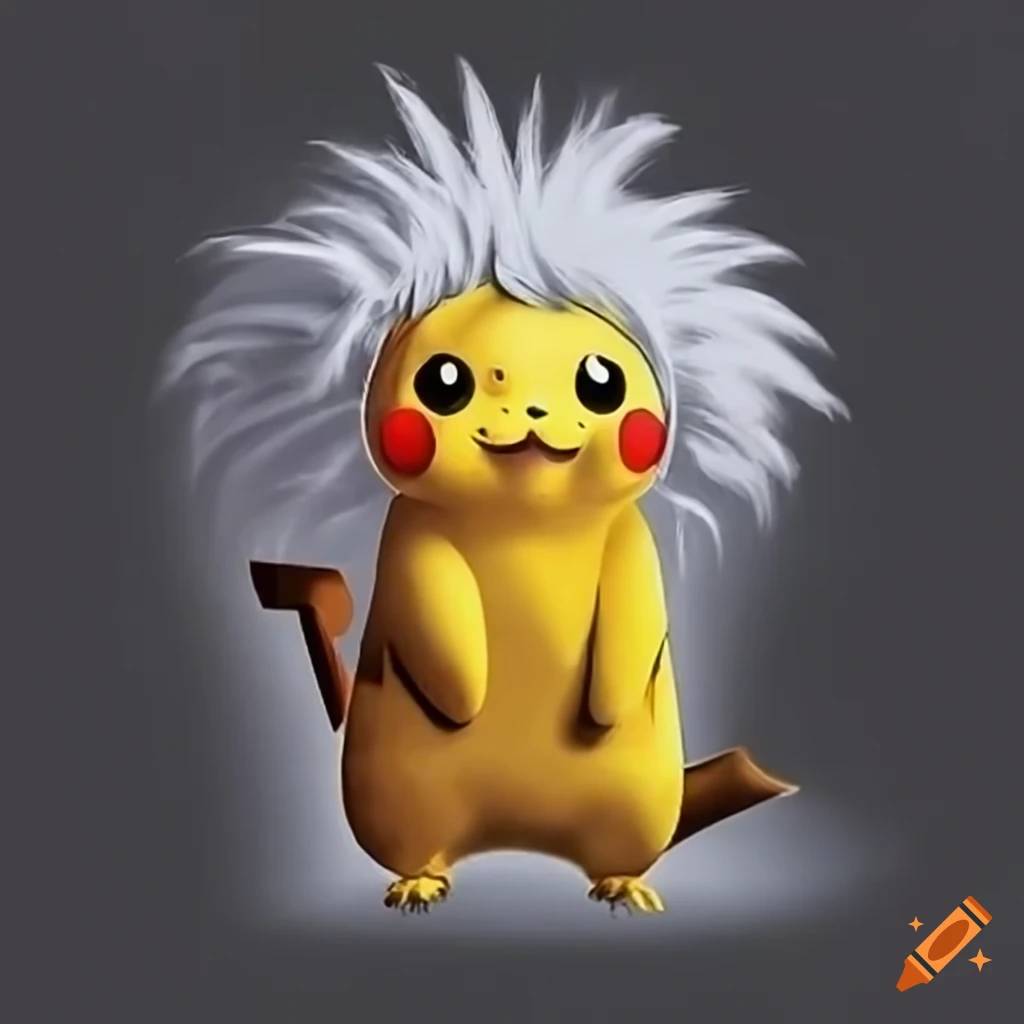 Satirical depiction of albert einstein as pikachu on Craiyon