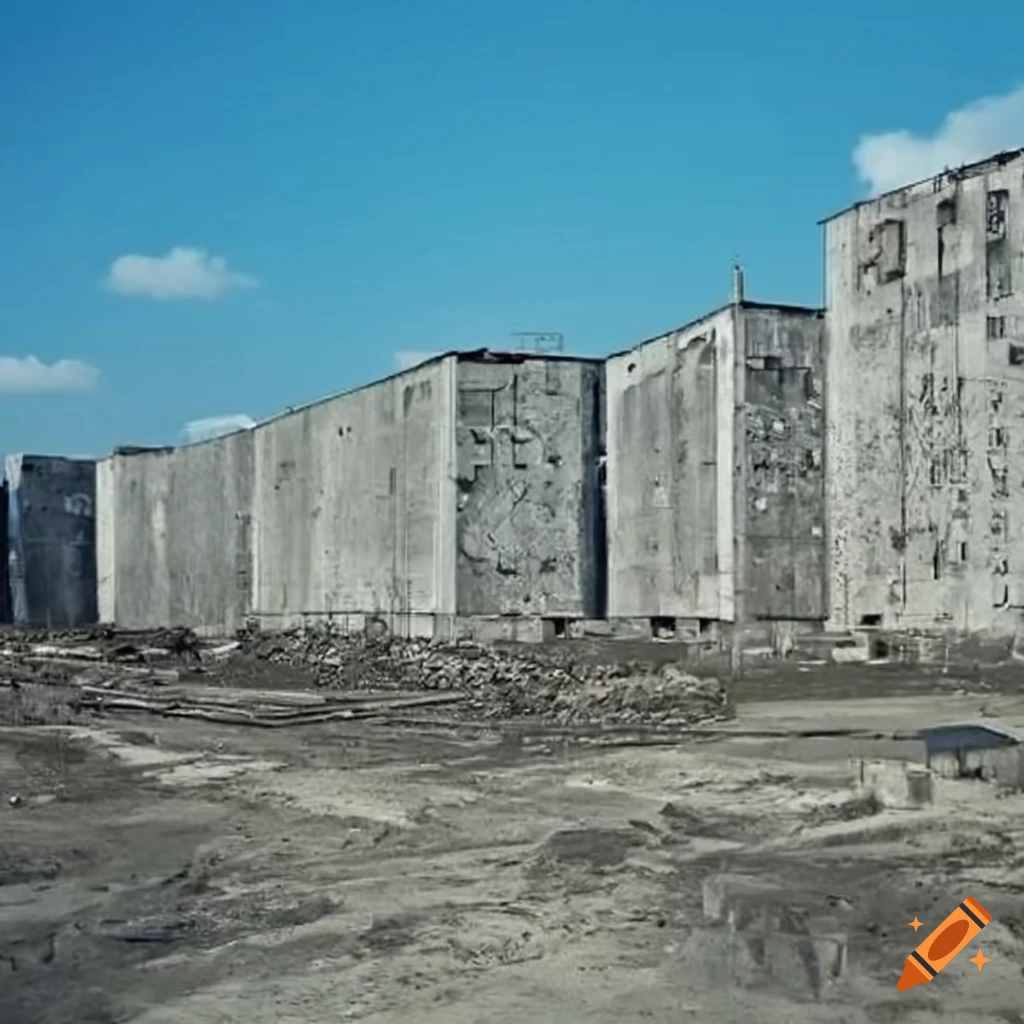 Cityscape of a soviet-style concrete slum on Craiyon