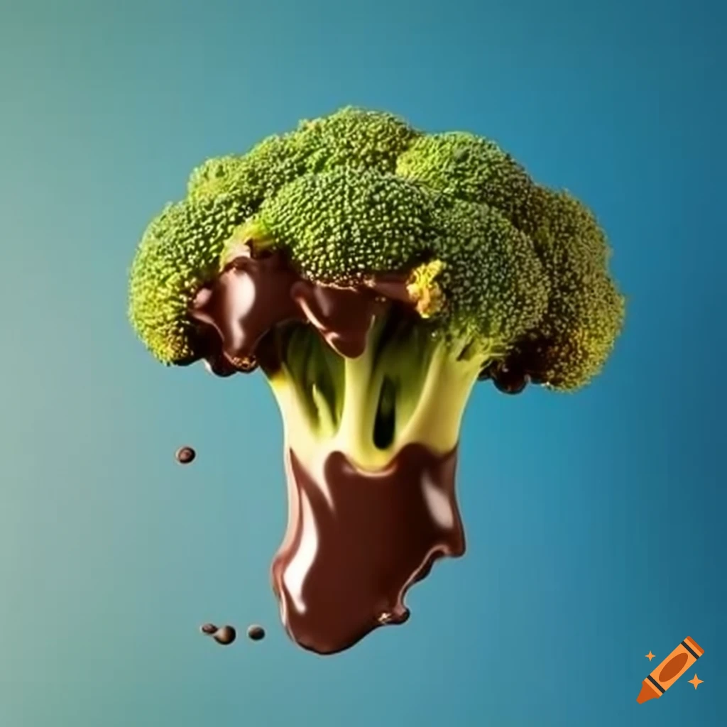 Creative photo of chocolate splashed on broccoli on Craiyon