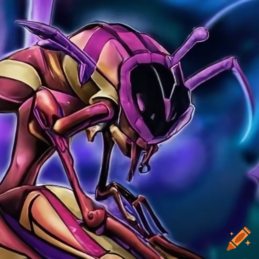 Yugioh cards featuring bug queen on Craiyon