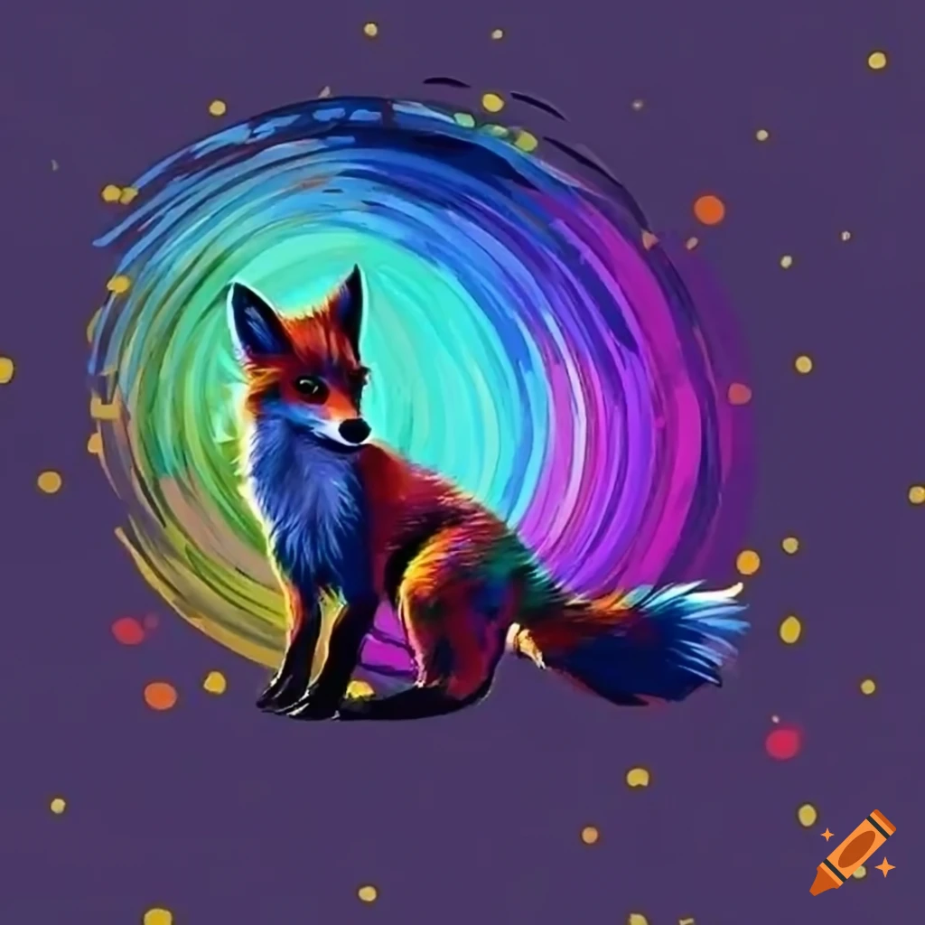 Colorful fox in a nighttime setting on Craiyon