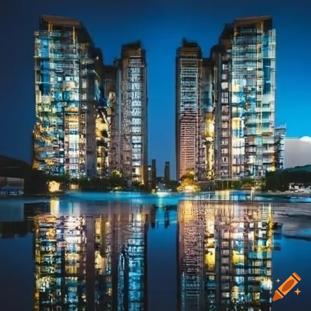 Vision of Yangon in 2043 with modern high-rise apartments on Craiyon