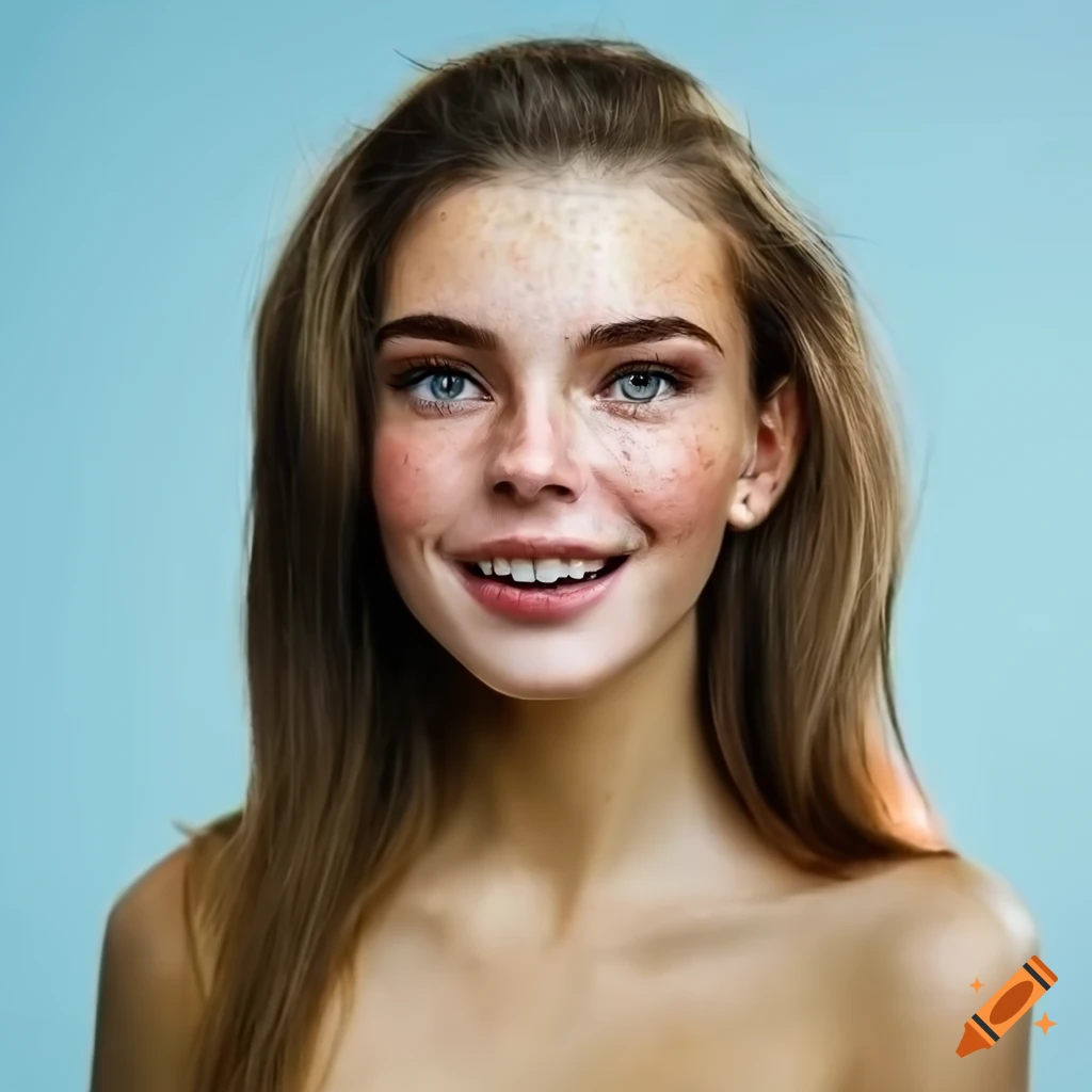 Portrait Of A Smiling Young Woman With Freckles On Craiyon