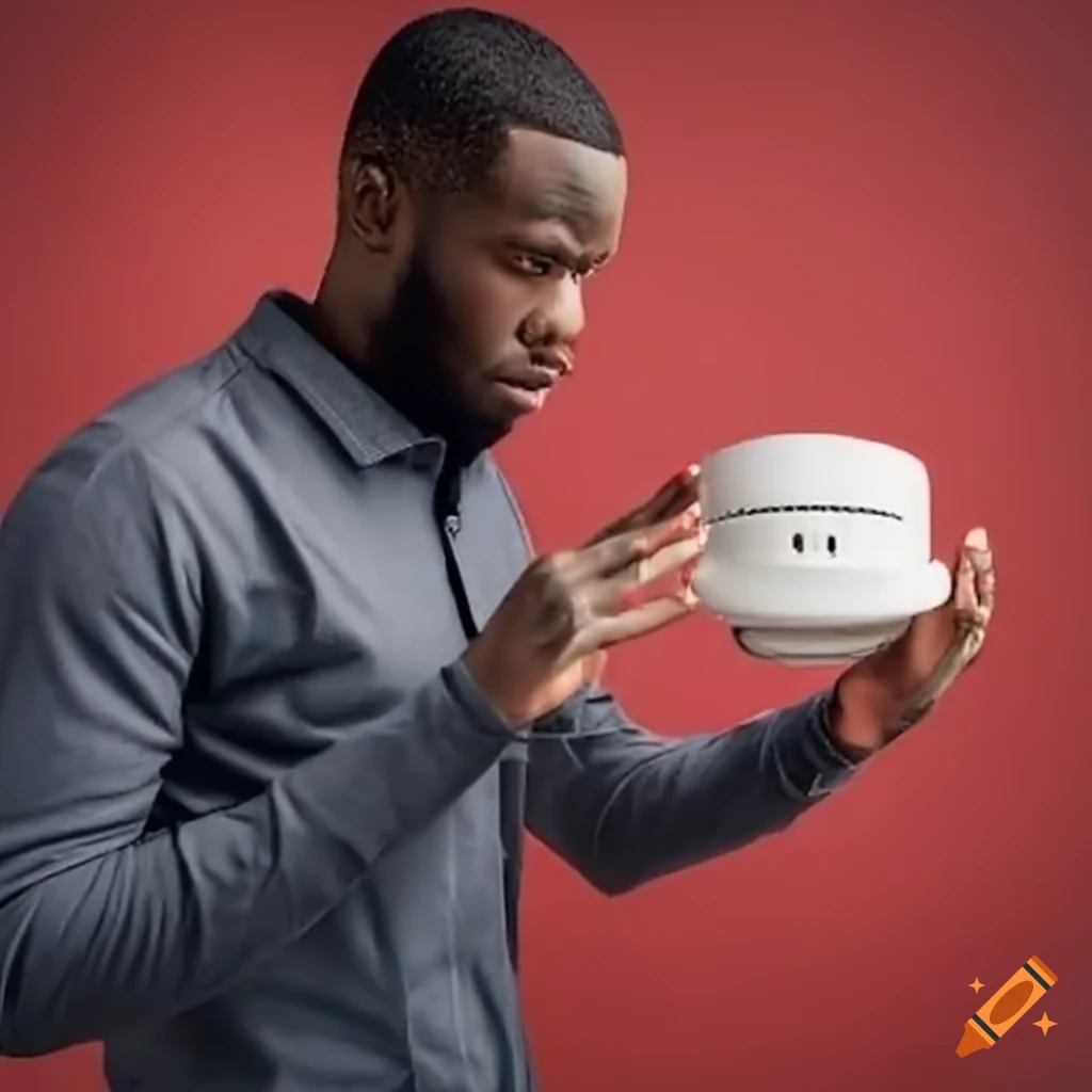 Man checking smoke detector on Craiyon