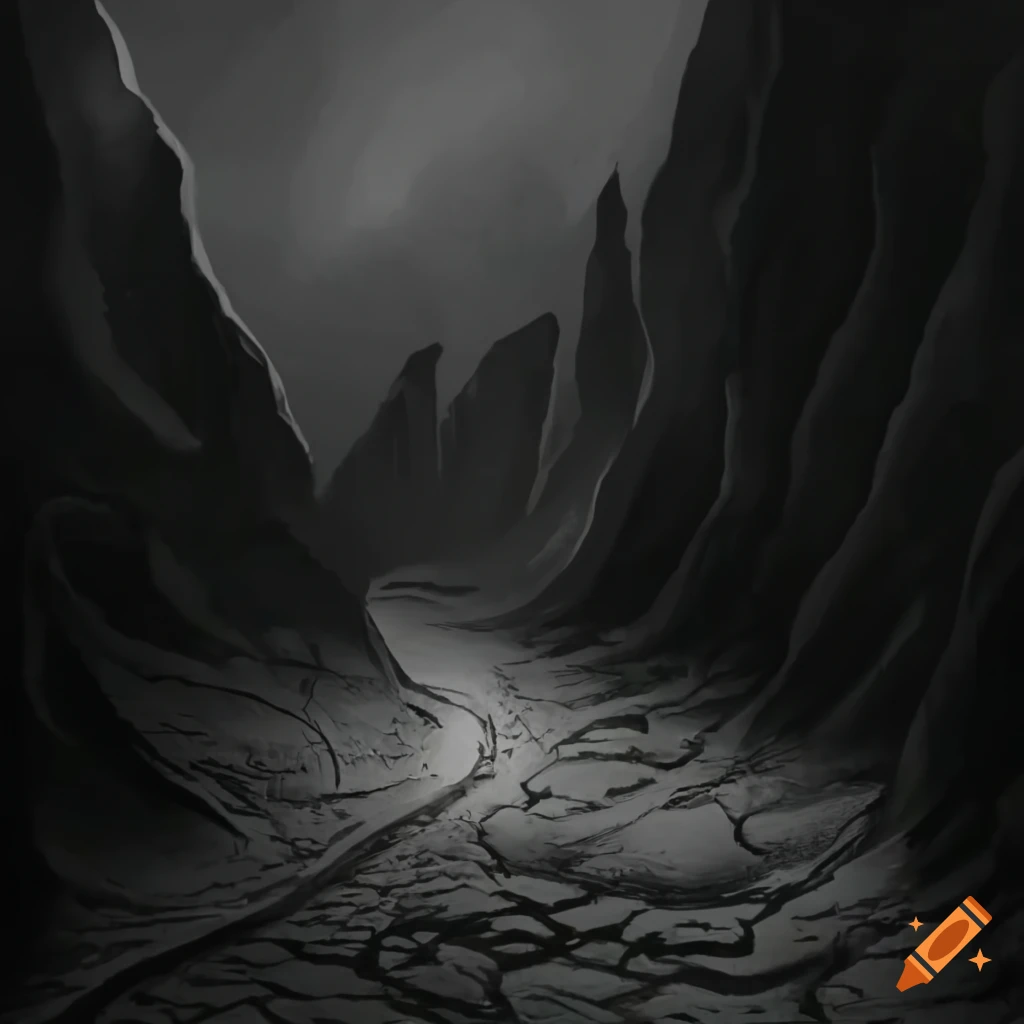 Path through barren terrain on Craiyon