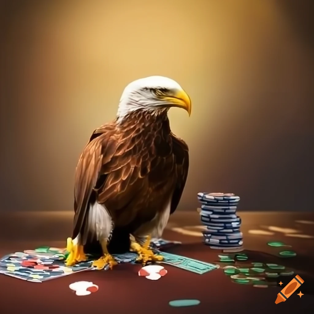 Eagle playing poker on Craiyon