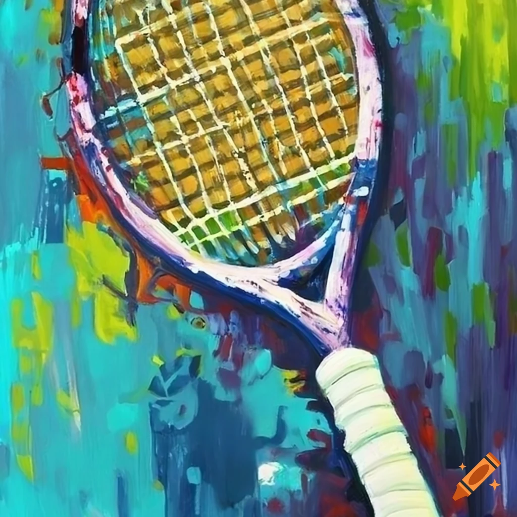 Abstract painting of a tennis game on Craiyon