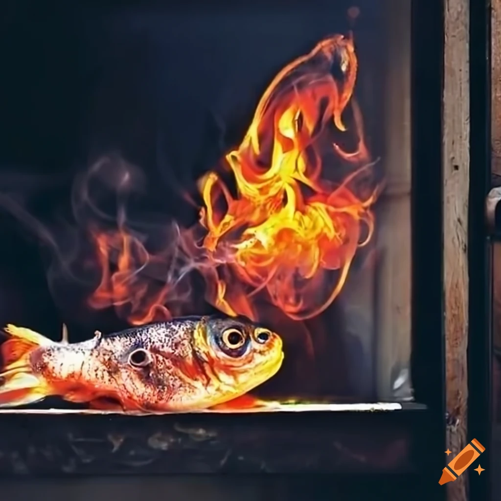 Smoked fish on a balcony on Craiyon