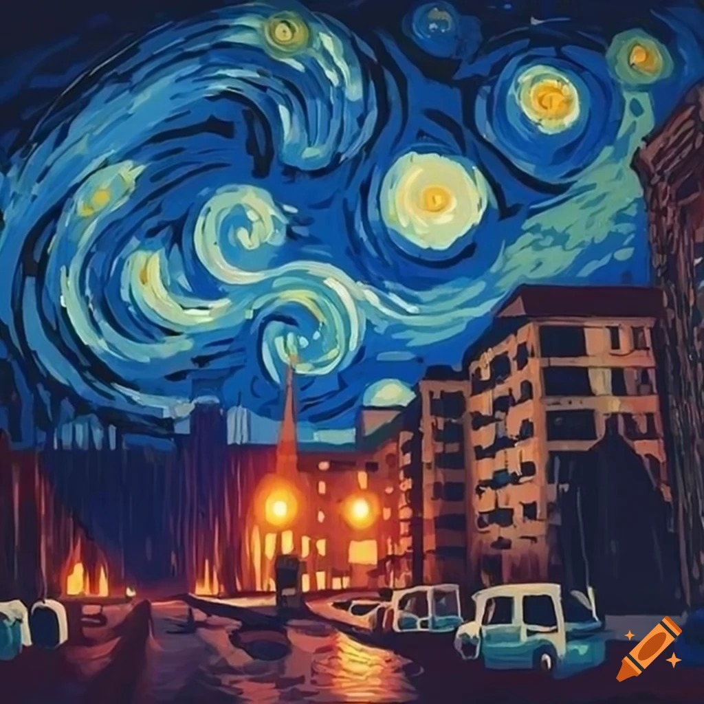 Starry night with fruit scattered in the scene on Craiyon
