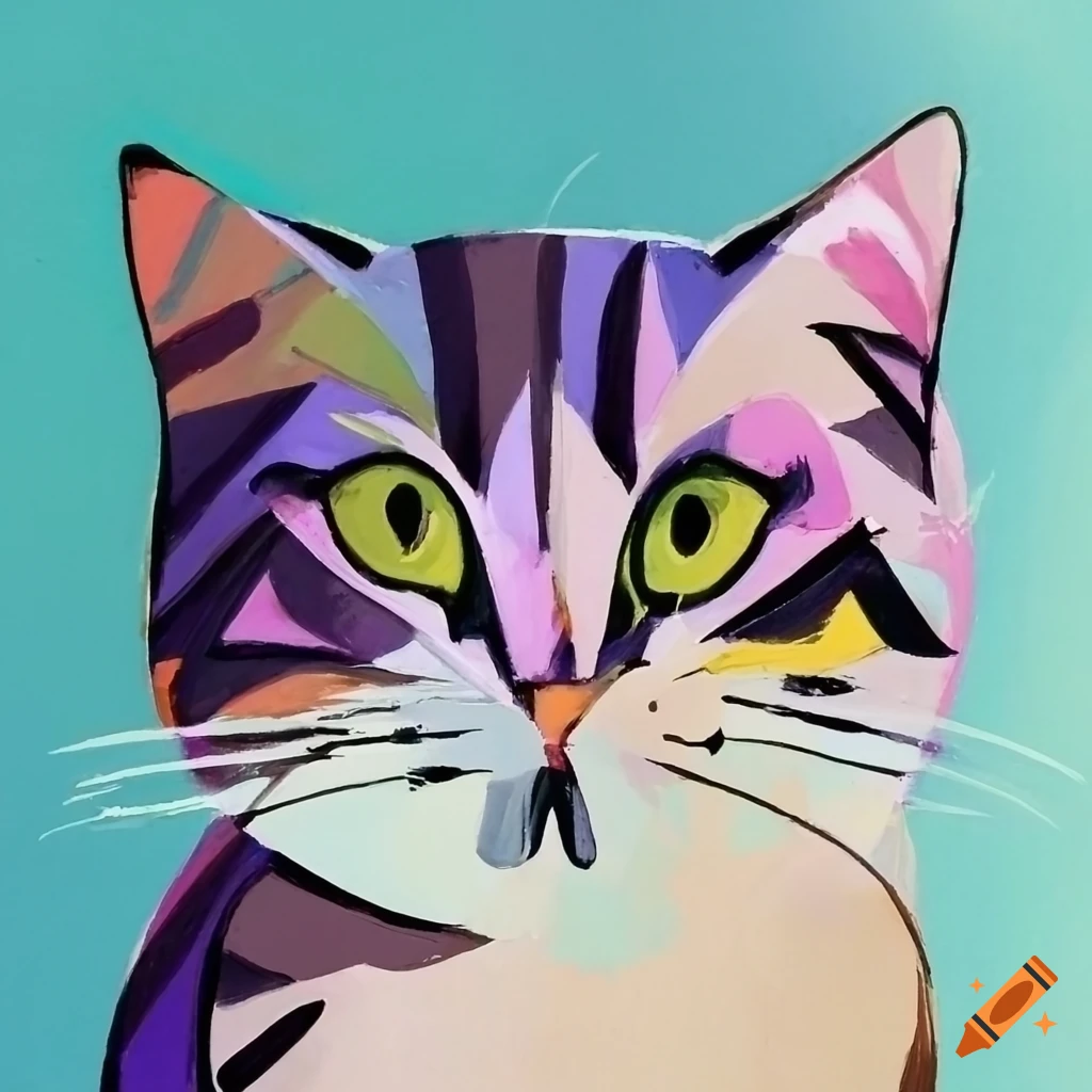 Abstract cubist cat artwork on Craiyon