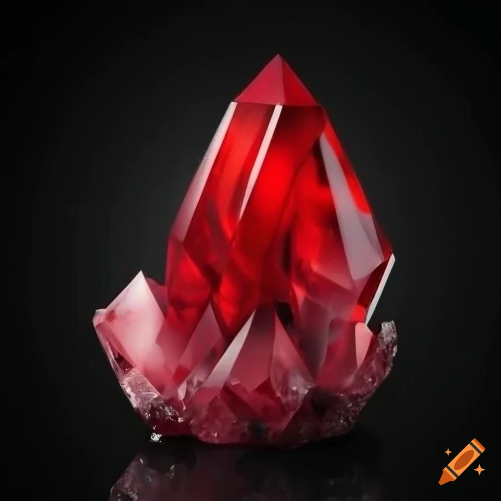 Red crystal on black background on Craiyon