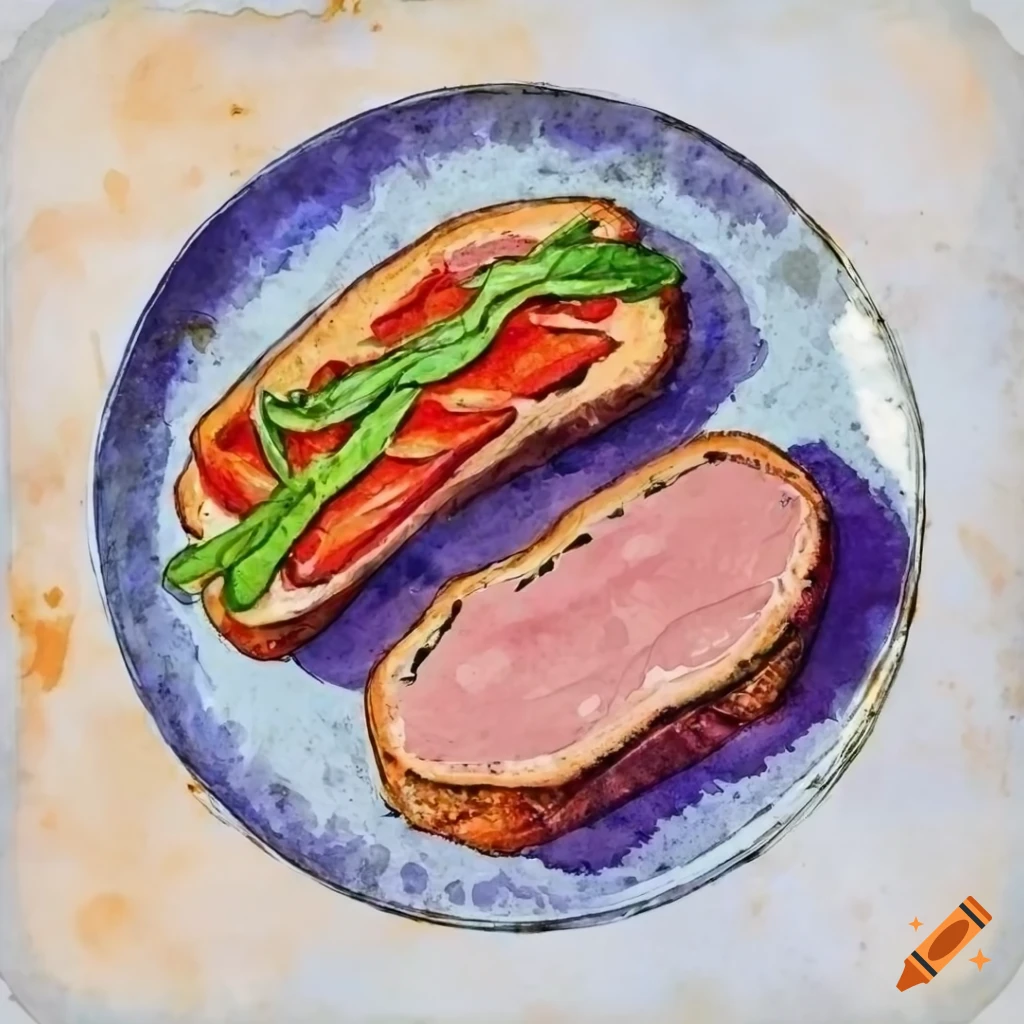 Watercolor drawing of a vintage meat dish on Craiyon