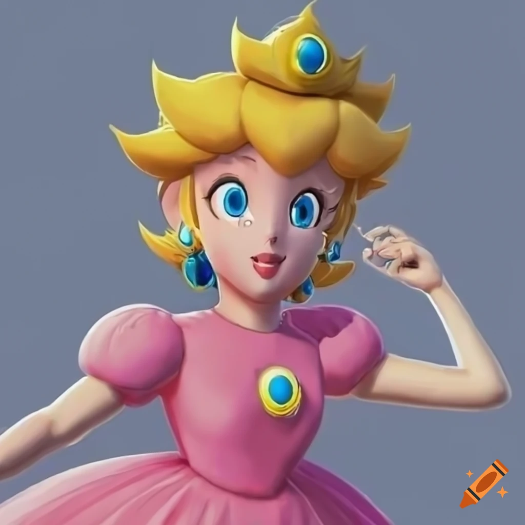 Princess peach's pink ballgown in a royal dressing room