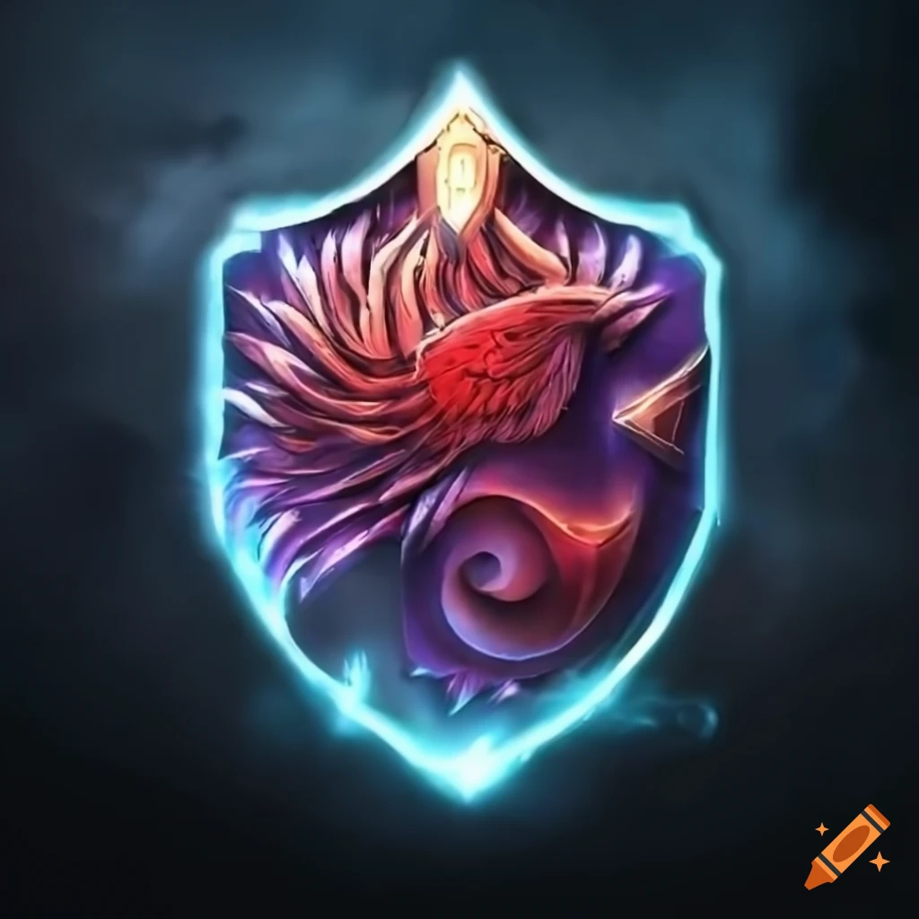 Esports guild crest with a beating heart at the center on Craiyon