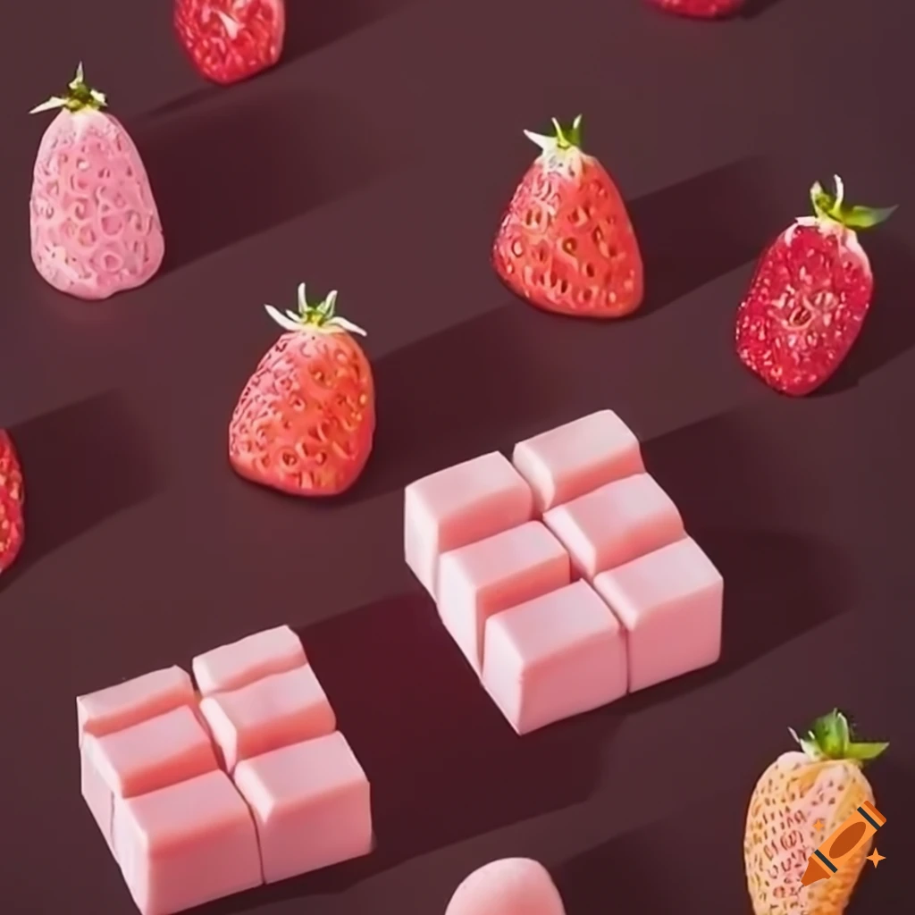 Isometric Cube Strawberry Mochi