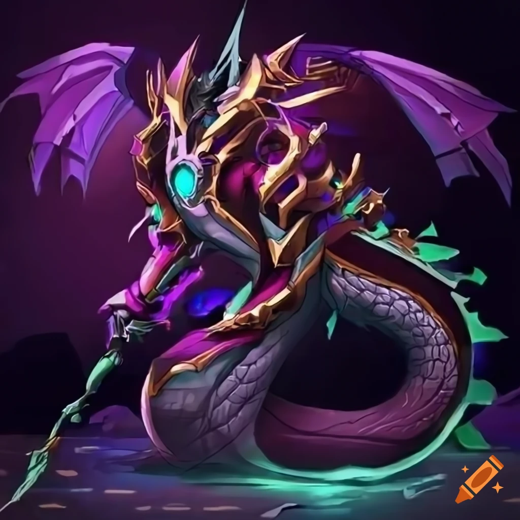 Hoarfrost dragon in black, bronze, and cyan colors with an action ...