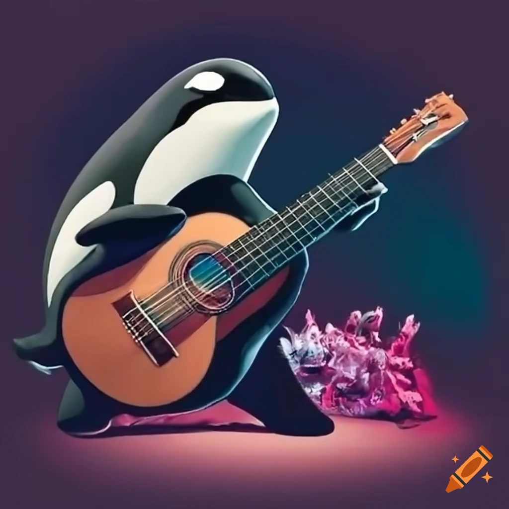 Orca playing classical guitar on Craiyon